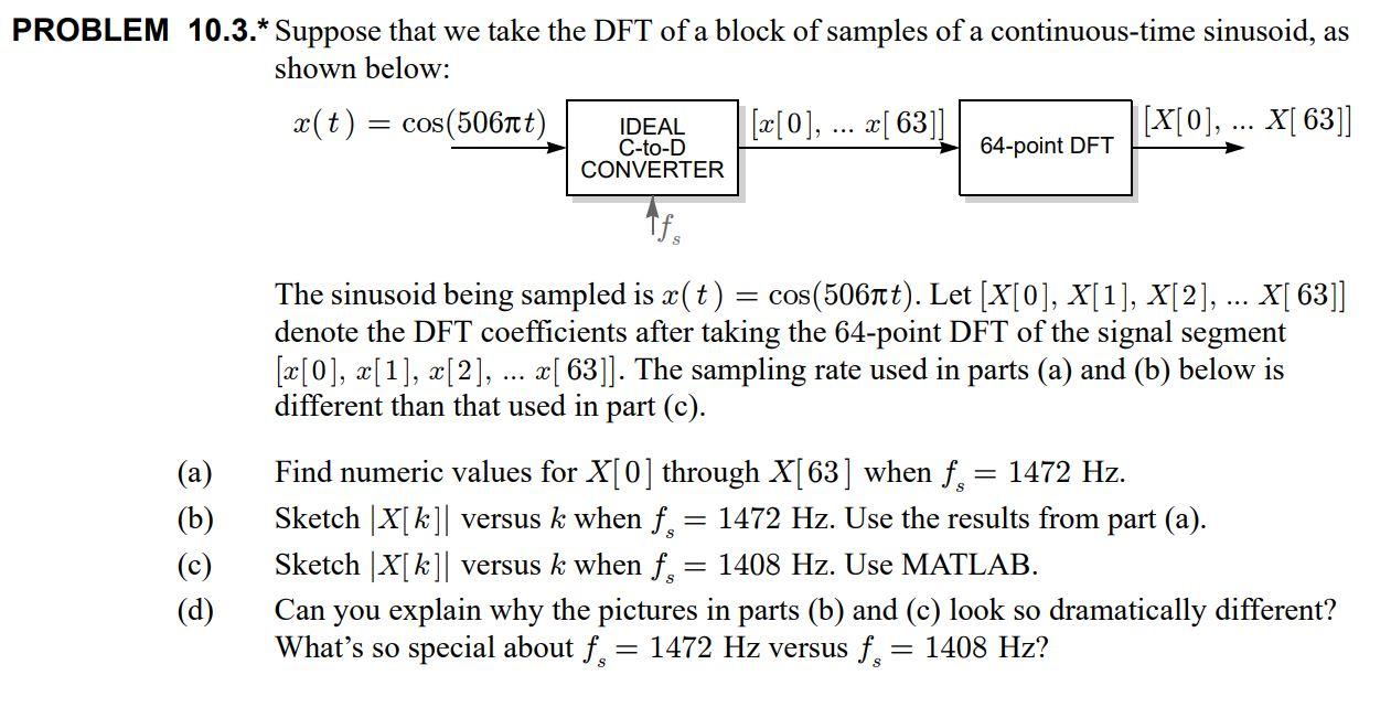 Solved PROBLEM 10.3.* Suppose that we take the DFT of a | Chegg.com