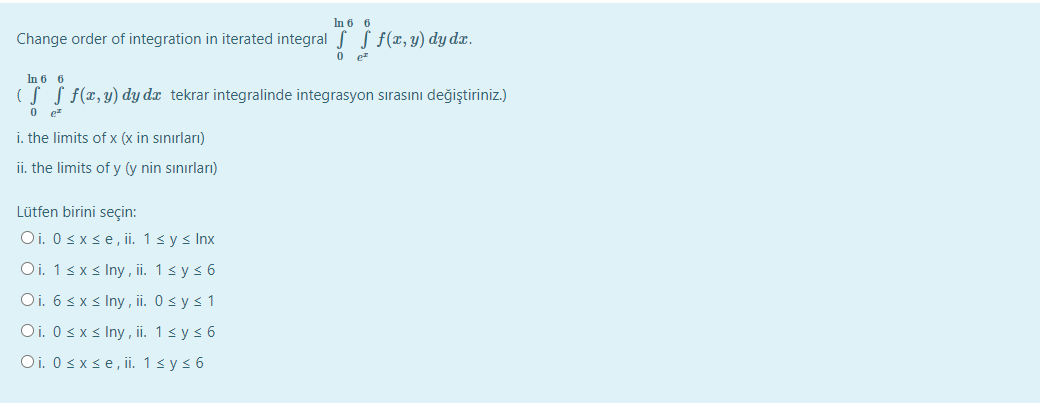 Solved Change order of integration in iterated integralſ S | Chegg.com