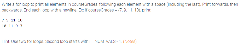 Solved Write a for loop to print all elements in course | Chegg.com
