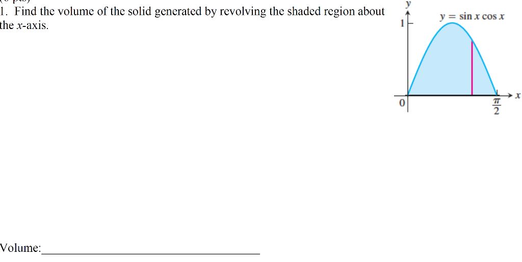 Solved 1. Find the volume of the solid generated by | Chegg.com