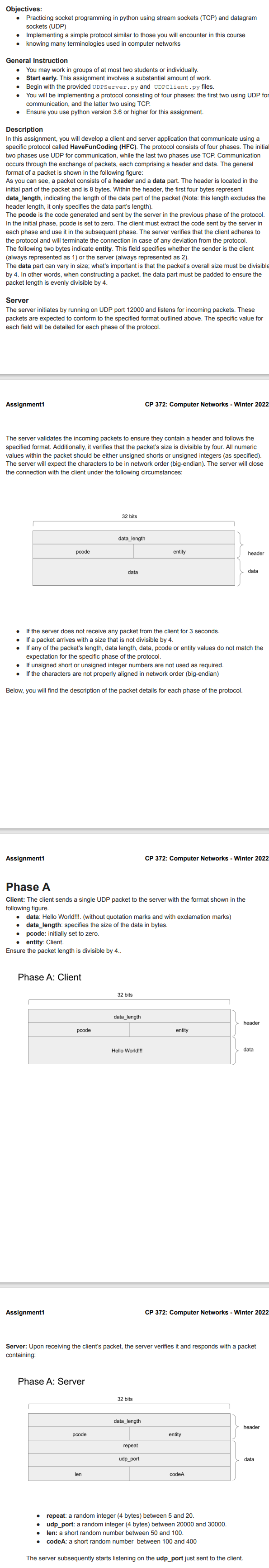 Solved Phase B: Client:The client reliably sends repeat UDP | Chegg.com