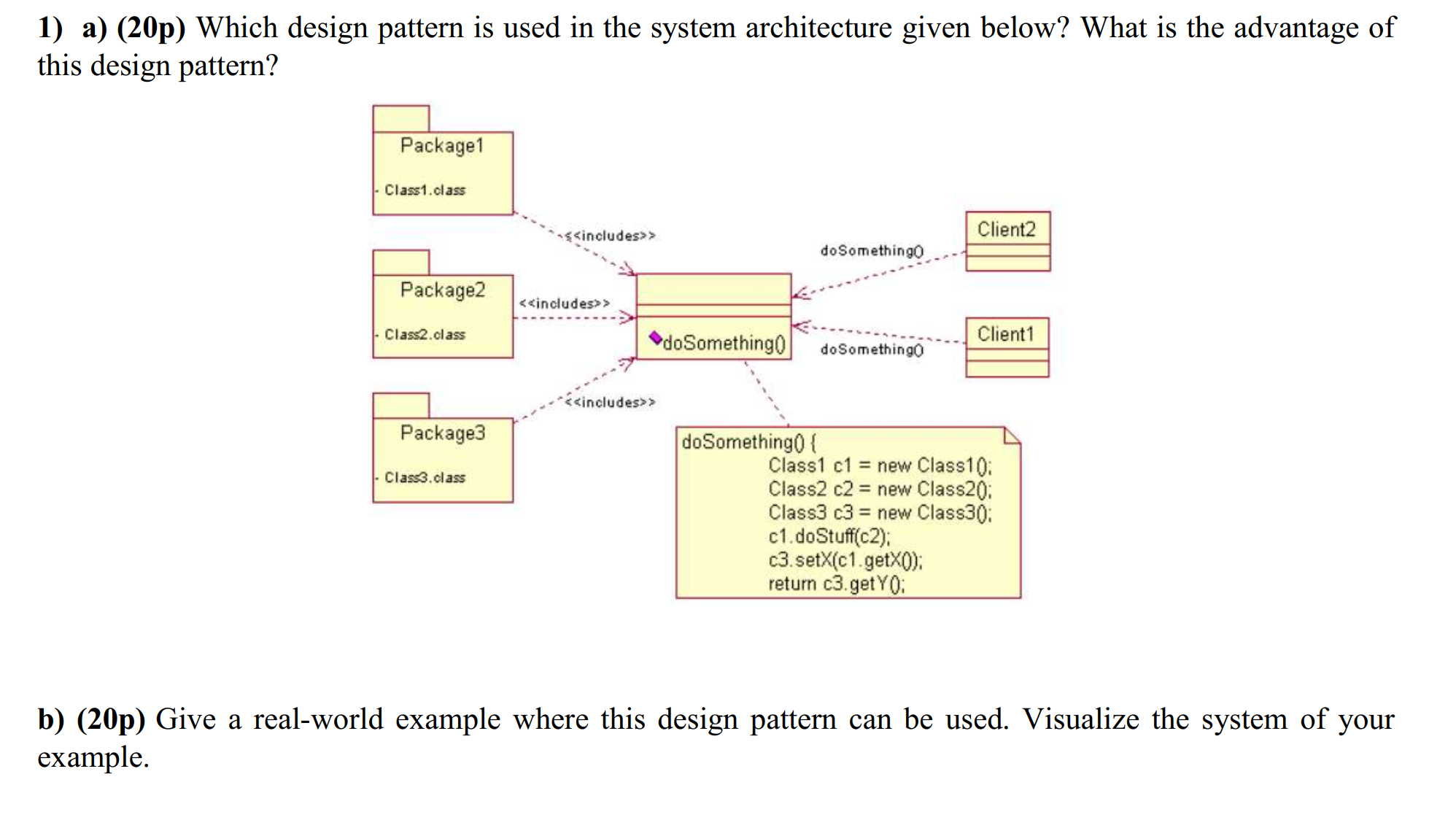 1) a) (20p) Which design pattern is used in the | Chegg.com