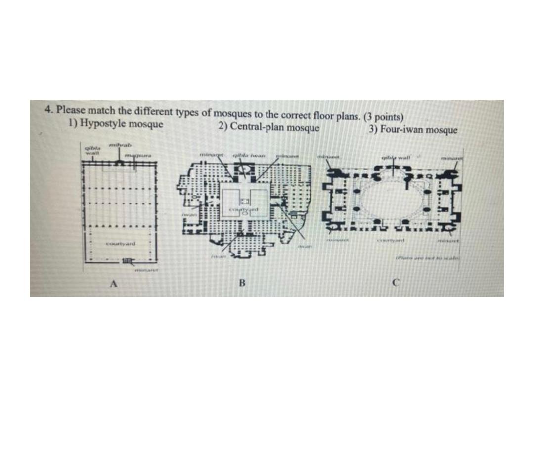 Solved 4. Please match the different types of mosques to the | Chegg.com