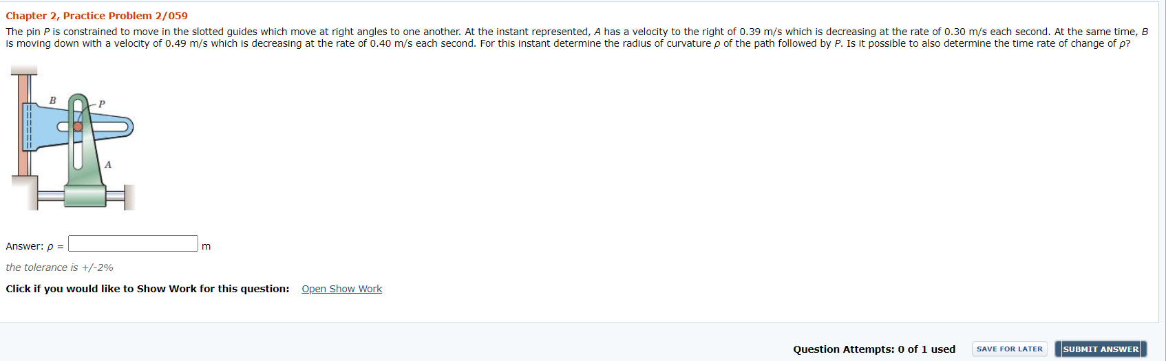 Solved Chapter 2 Practice Problem 2059 The Pin P Is 