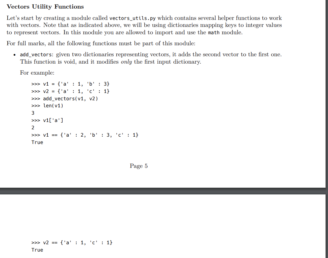 Solved Vectors Utility Functions Let's start by creating a | Chegg.com