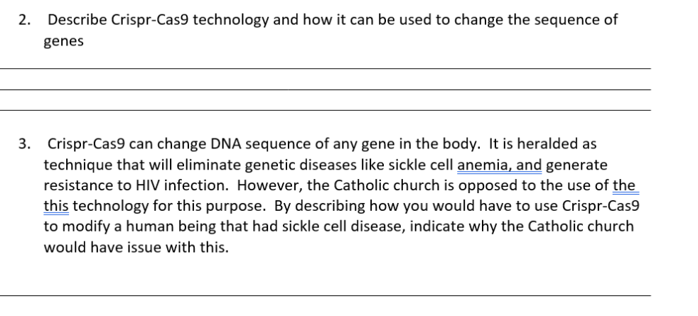 Solved 2. Describe Crispr-Cas9 technology and how it can be | Chegg.com
