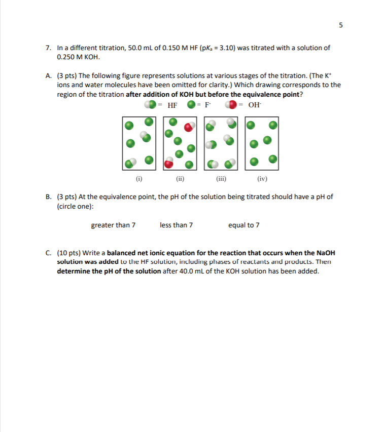 Solved **Problem 7C should have KOH listed as the solution, | Chegg.com