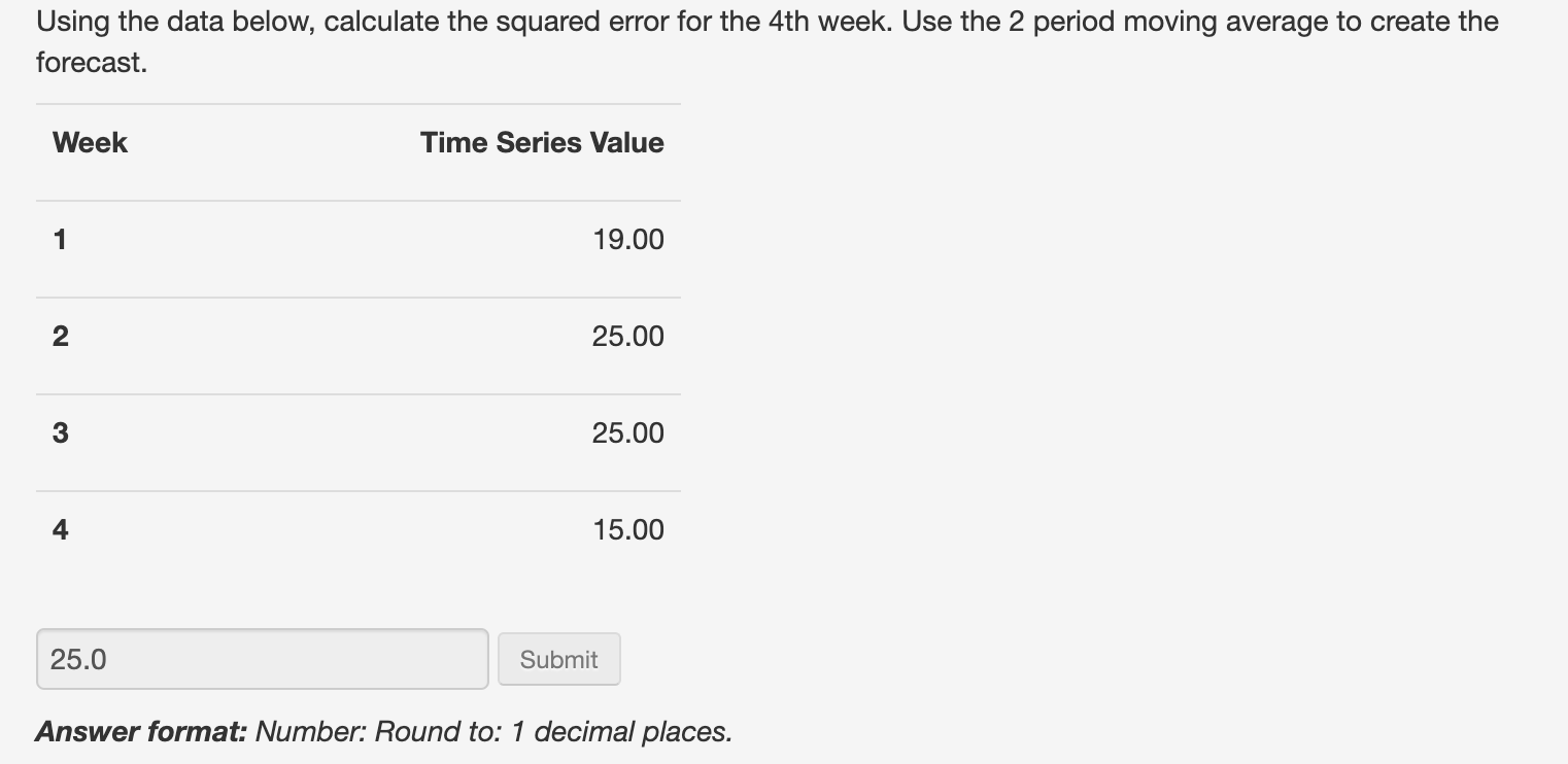 Solved Using the data below, calculate the squared error for | Chegg.com