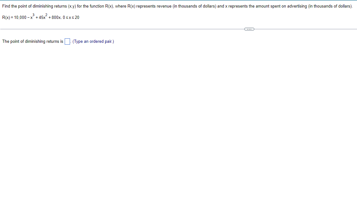Solved Find the point of diminishing returns (x,y) for the | Chegg.com
