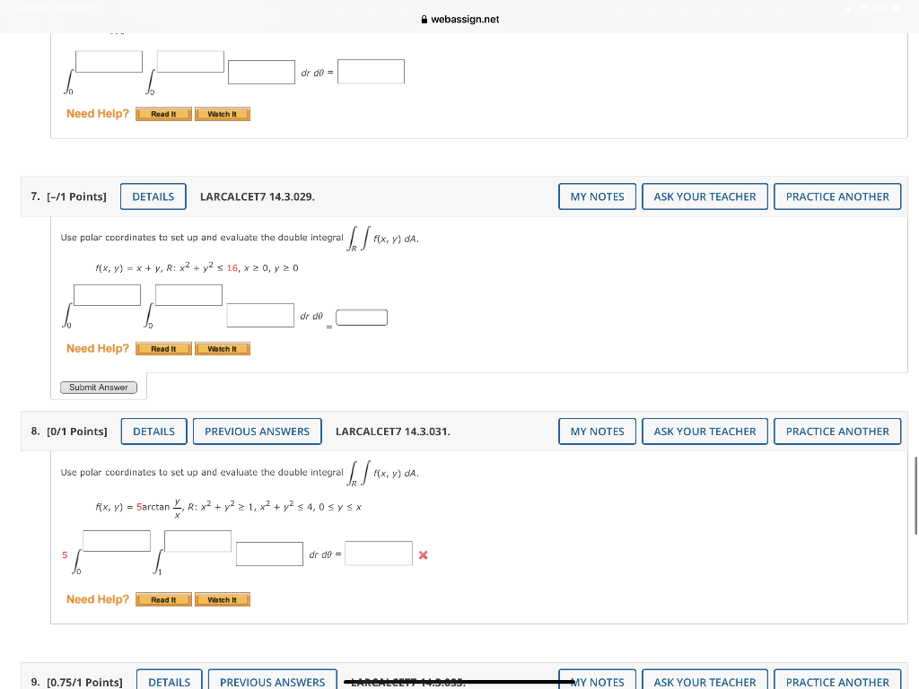 Solved webassign.net dr do = Need Help? Read It Watch 7. | Chegg.com