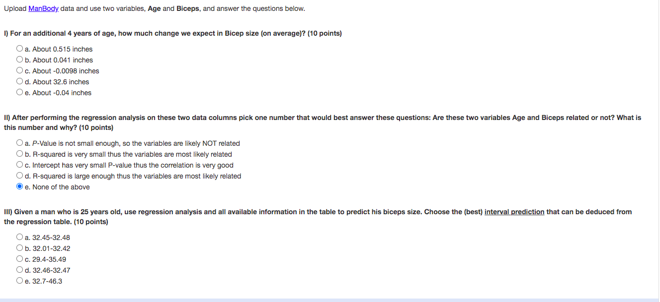 Solved Upload ManBody data and use two variables, Age and | Chegg.com