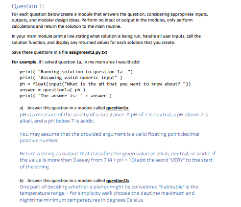 Solved Question 1: For each question below create a module | Chegg.com