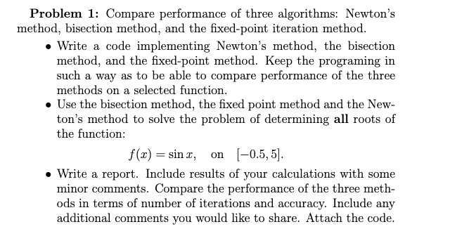 Solved Problem 1: Compare performance of three algorithms: | Chegg.com
