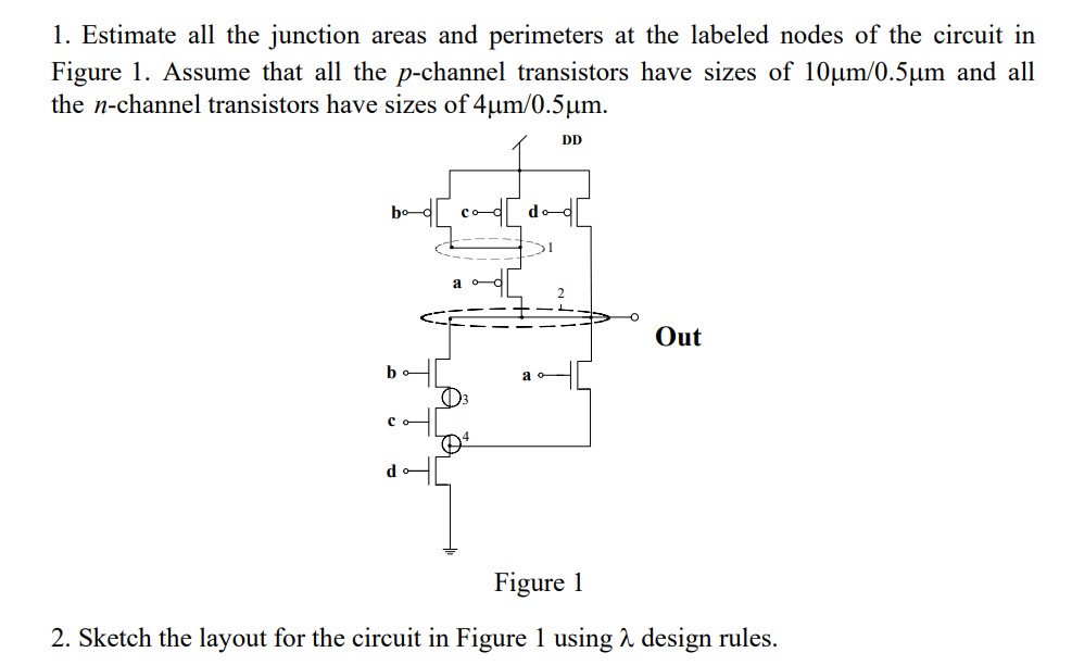 Solved 1. Estimate all the junction areas and perimeters at | Chegg.com