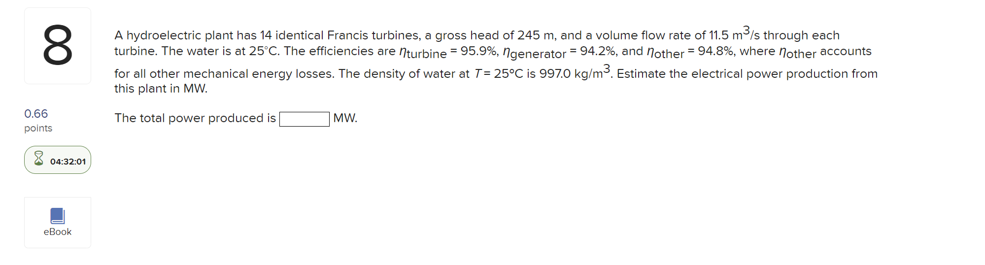 Solved A hydroelectric plant has 14 identical Francis | Chegg.com