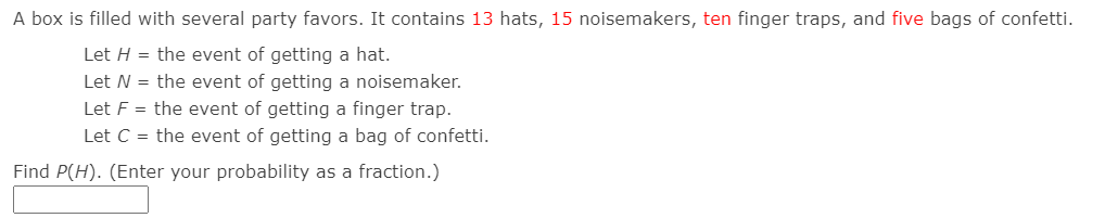 Solved A box is filled with several party favors. It | Chegg.com