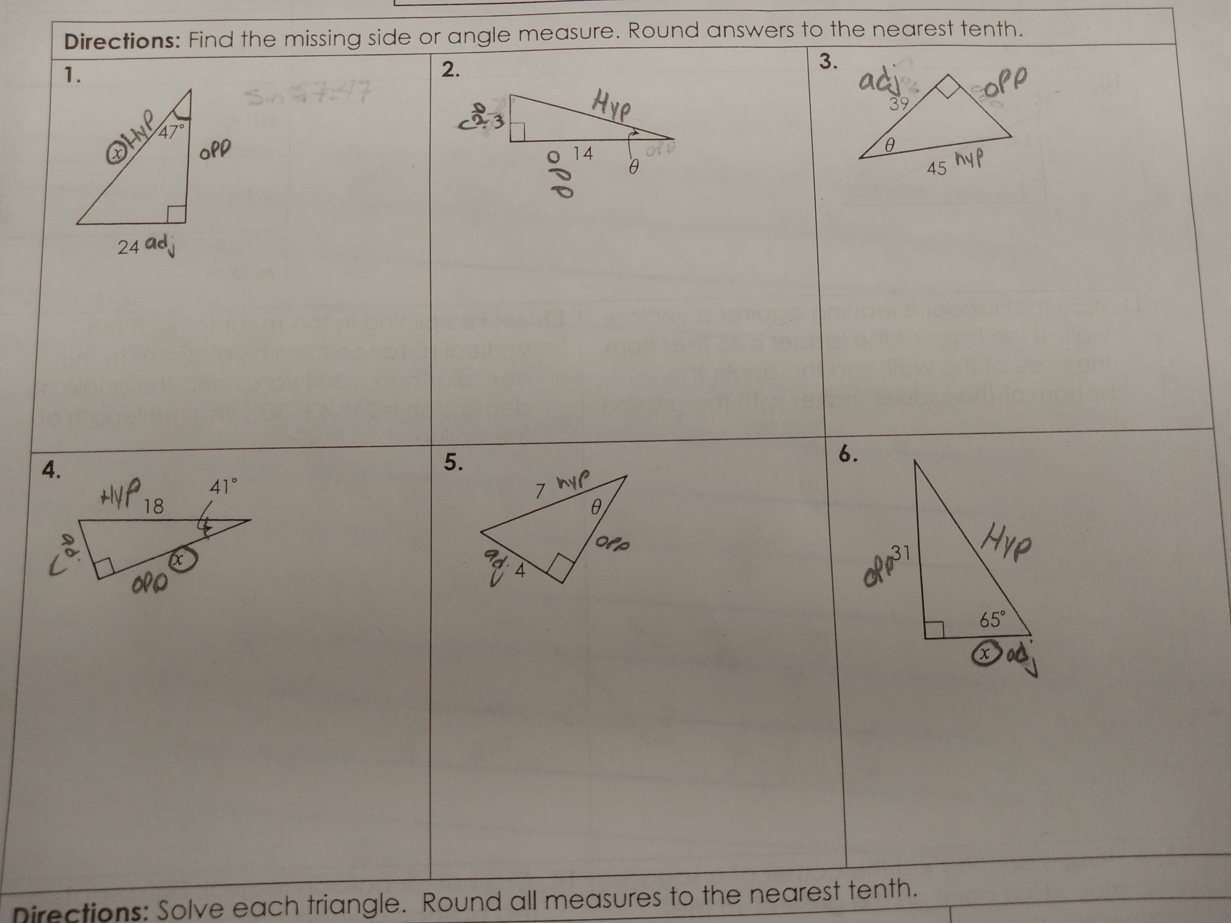 Solved Directions: Solve each triangle. Round all measures | Chegg.com Solved Directions: Solve each triangle. Round all measures | Chegg.com