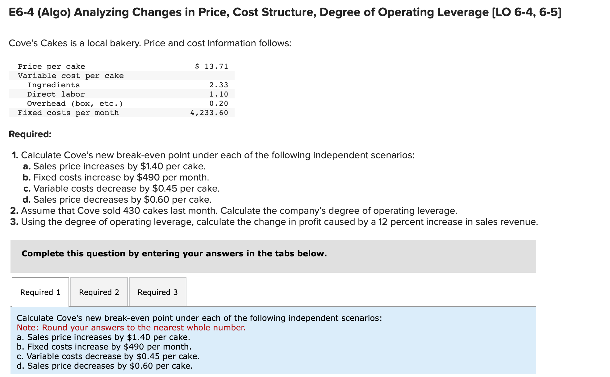Solved E6-4 (Algo) Analyzing Changes in Price, Cost | Chegg.com