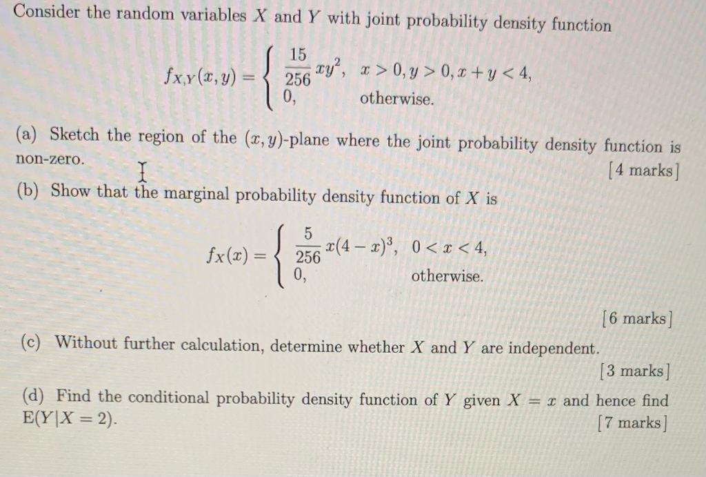 Solved Consider the random variables X and Y with joint | Chegg.com