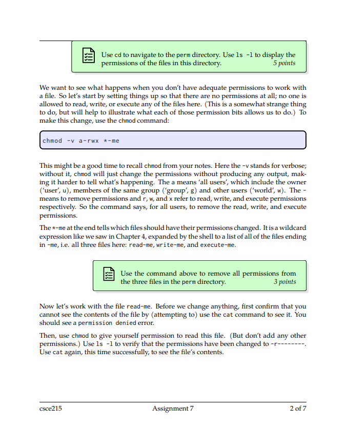 csce215 — UNIX/Linux Fundamentals Spring 2022 — | Chegg.com
