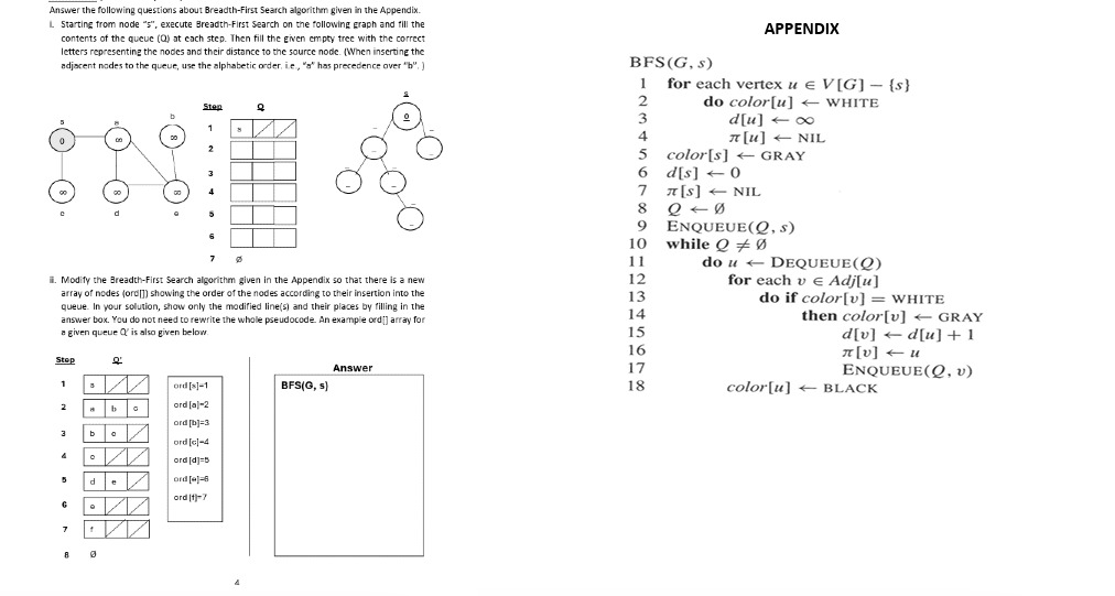 Solved Answer the following questions about Breadth-First | Chegg.com