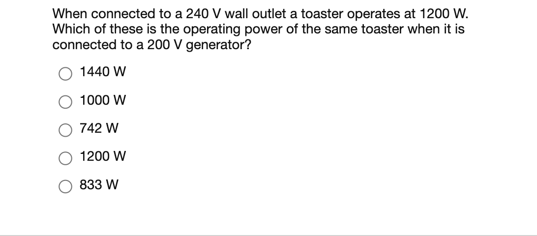 Solved When connected to a 240 V wall outlet a toaster | Chegg.com