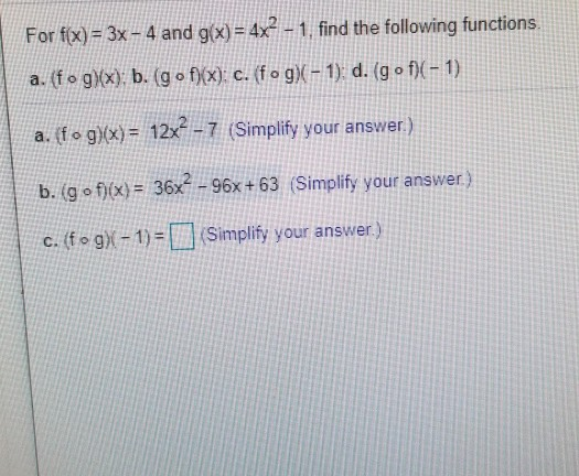 Solved For f(x) = x + 2 and g(x) = 3x + 4, find the | Chegg.com