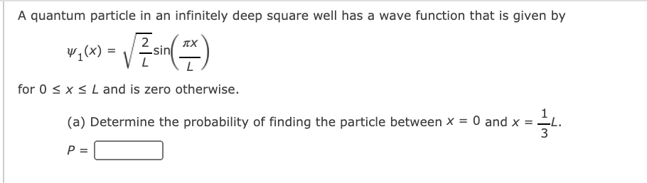 Solved πχ A quantum particle in an infinitely deep square | Chegg.com