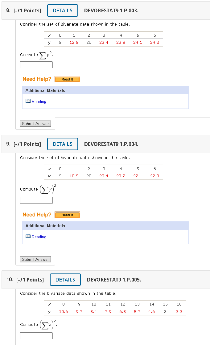 Solved /1 Points] DEVORESTAT9 1.P.003. Consider the set of | Chegg.com