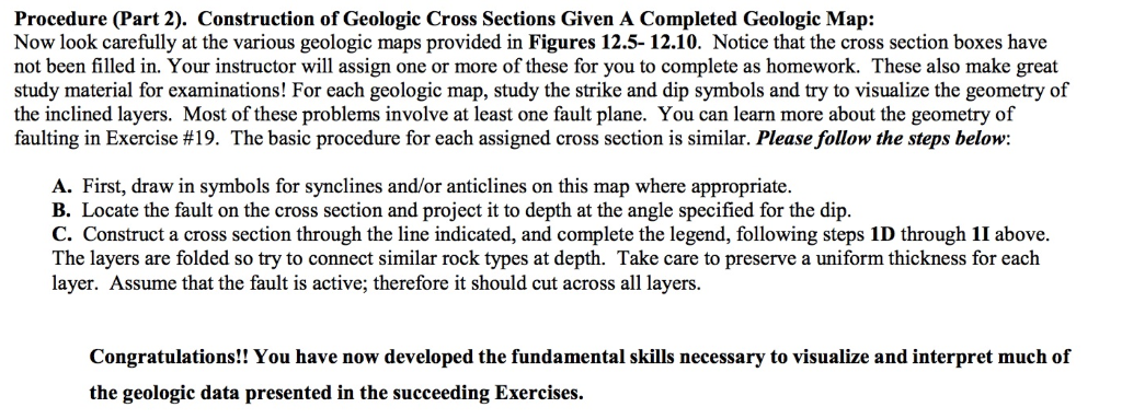 Solved Procedure (Part 2). Construction of Geologic Cross | Chegg.com
