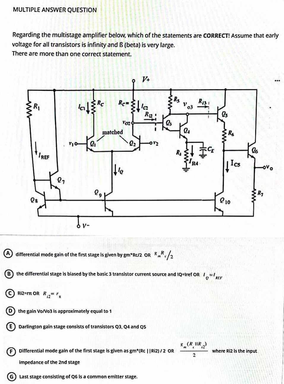 Solved MULTIPLE ANSWER QUESTION Regarding the multistage | Chegg.com
