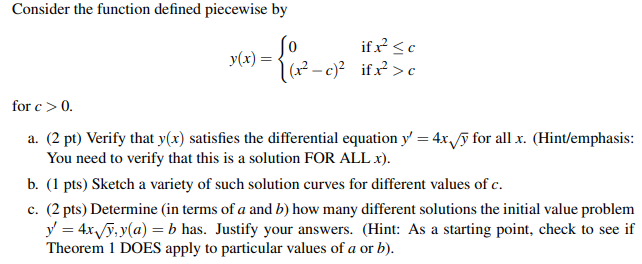 Solved Consider the function defined piecewise by | Chegg.com
