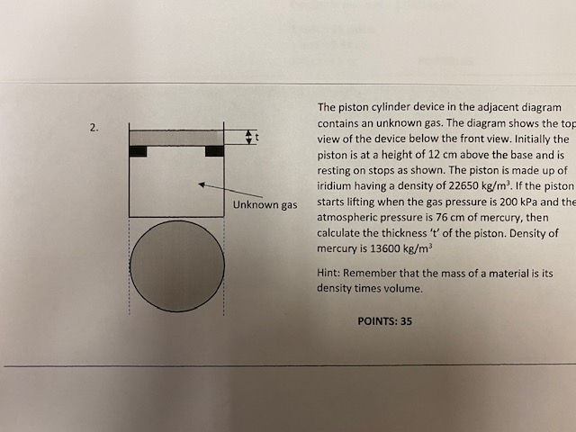 Solved 2. The piston cylinder device in the adjacent diagram | Chegg.com