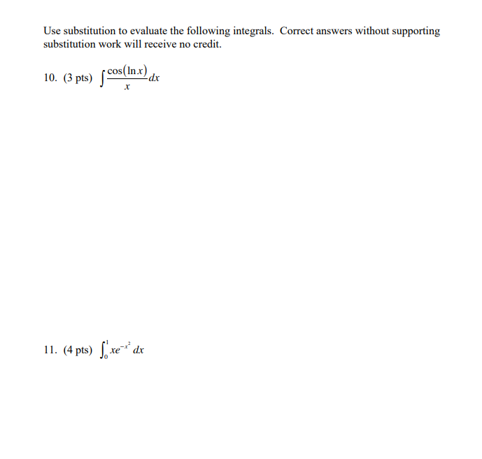 Solved Use substitution to evaluate the following integrals. | Chegg.com