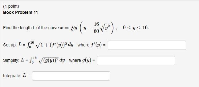 Solved (1 point) Book Problem 11 Find the length L of the | Chegg.com