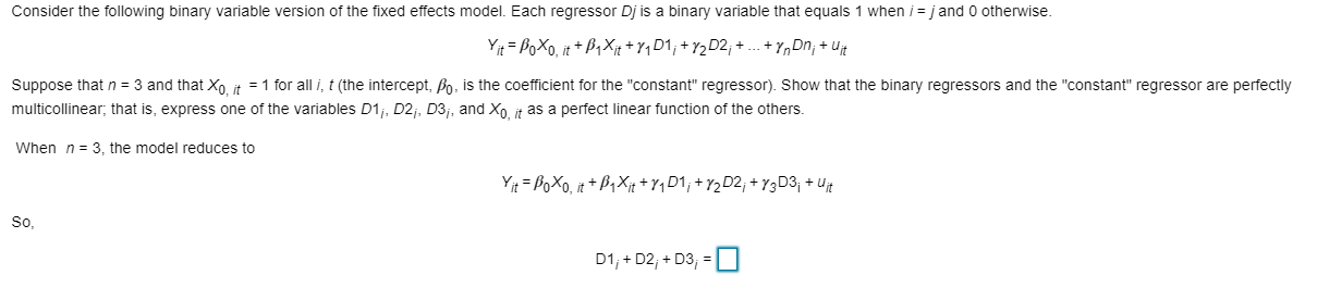 Consider the following binary variable version of the | Chegg.com