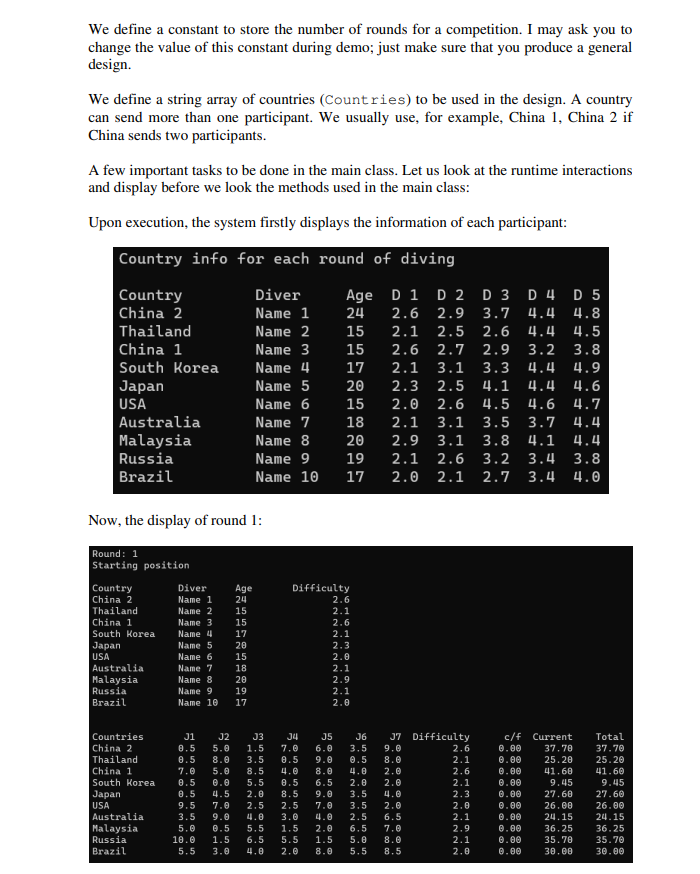 Solved + Country(String name, String player, int age, | Chegg.com