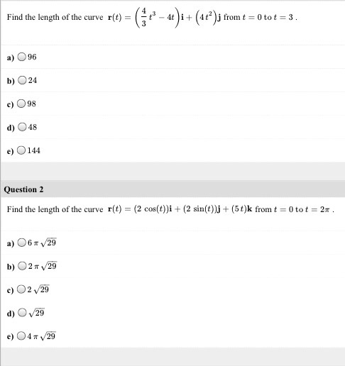 Solved Find The Length Of The Curve R T 4 3 T 3 4t I