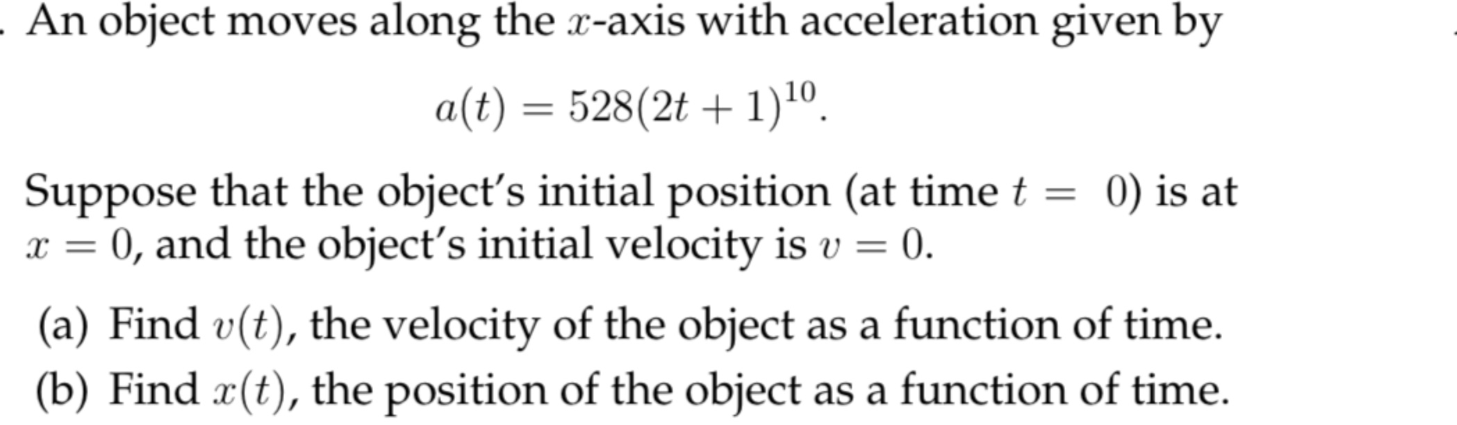 Solved An object moves along the x-axis with acceleration | Chegg.com