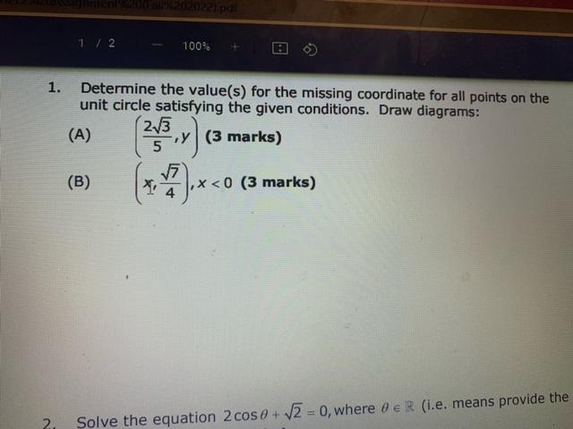 Solved Please completely answer question 1 and show all | Chegg.com