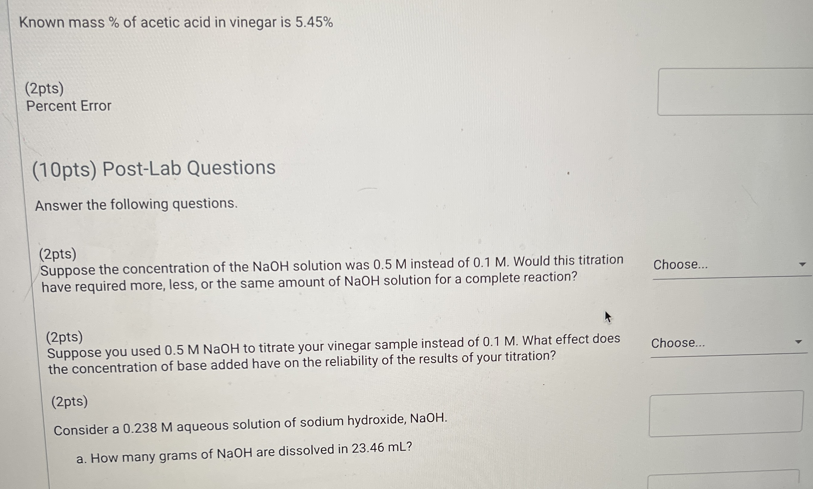 Solved (1pts) Average moles of NaOH used (mol) (1pts) | Chegg.com