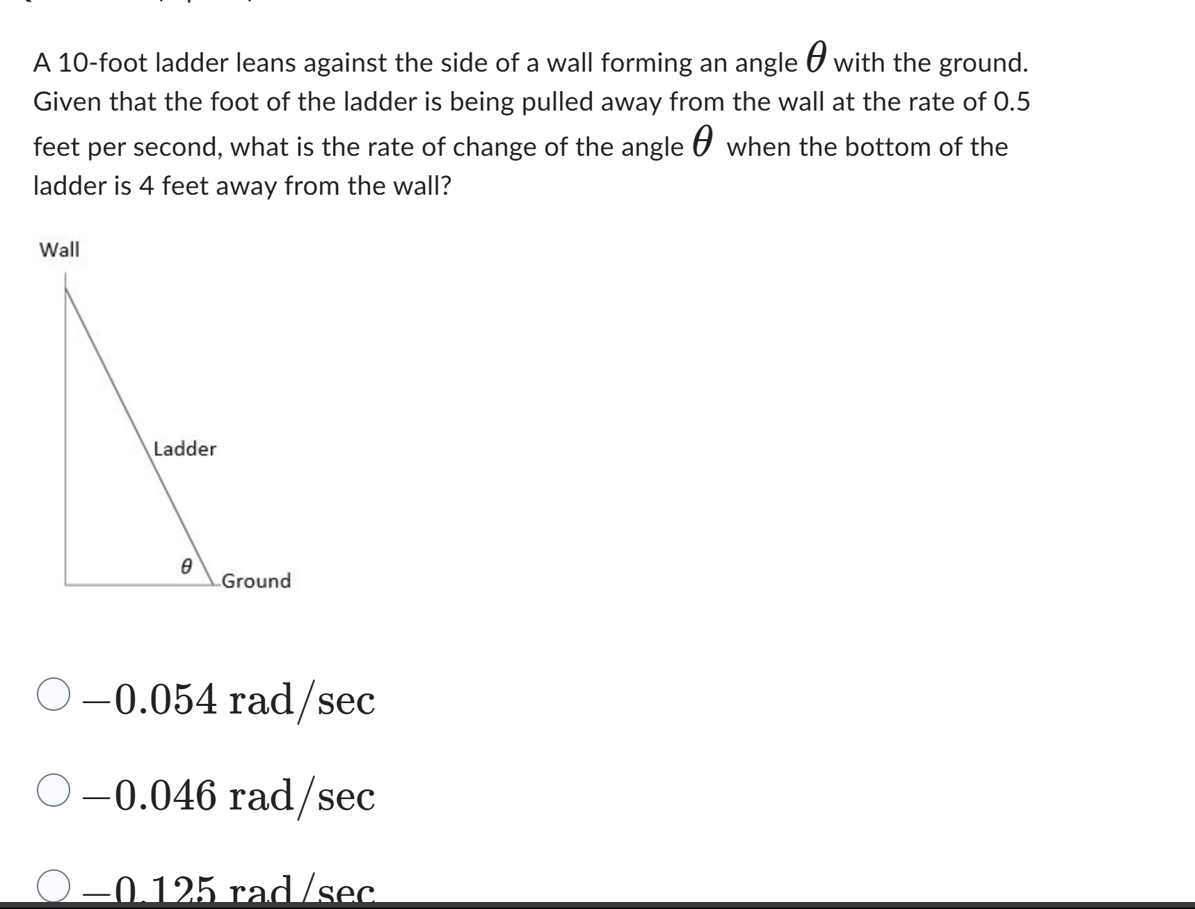 Solved A 10 -foot ladder leans against the side of a wall | Chegg.com