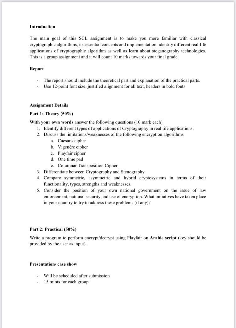 Solved Introduction The main goal of this SCL assignment is | Chegg.com