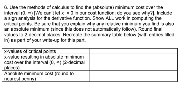 6. Use the methods of calculus to find the (absolute) | Chegg.com