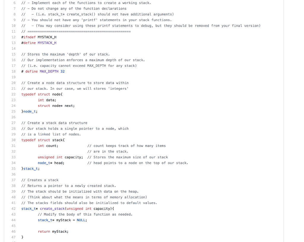 Solved In C Implement Each Of The Functions To Create A 6807