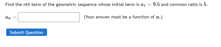 Solved Find the nth term of the geometric sequence whose | Chegg.com