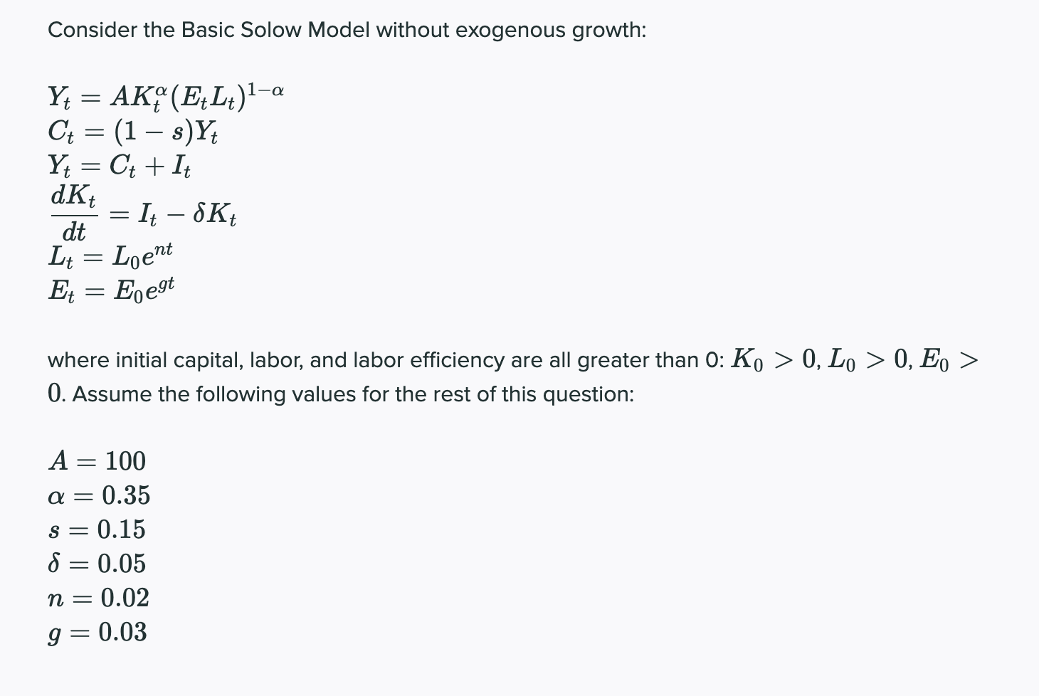 Solved Consider the Basic Solow Model without exogenous | Chegg.com