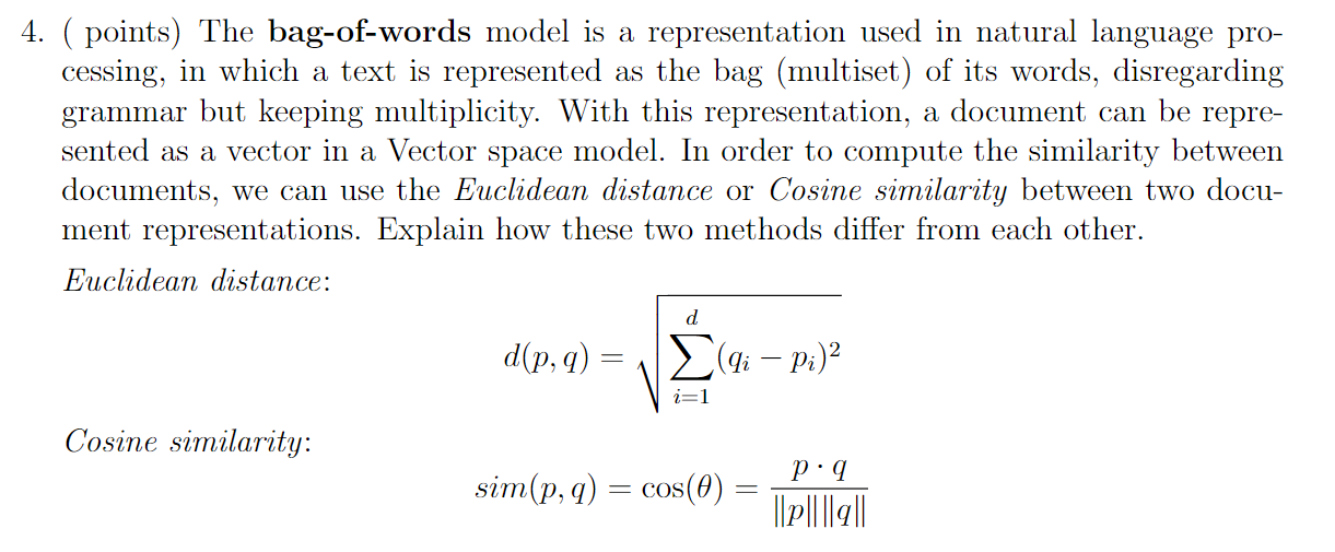 Solved . ( points) The norm is defined as the length or | Chegg.com