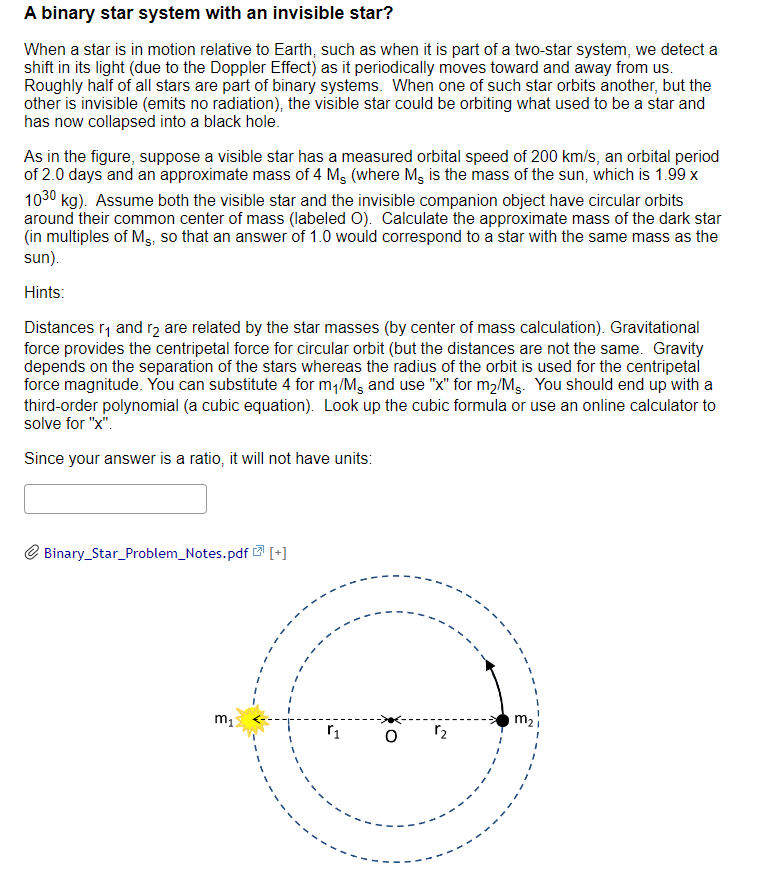 Solved A binary star system with an invisible star? When a | Chegg.com