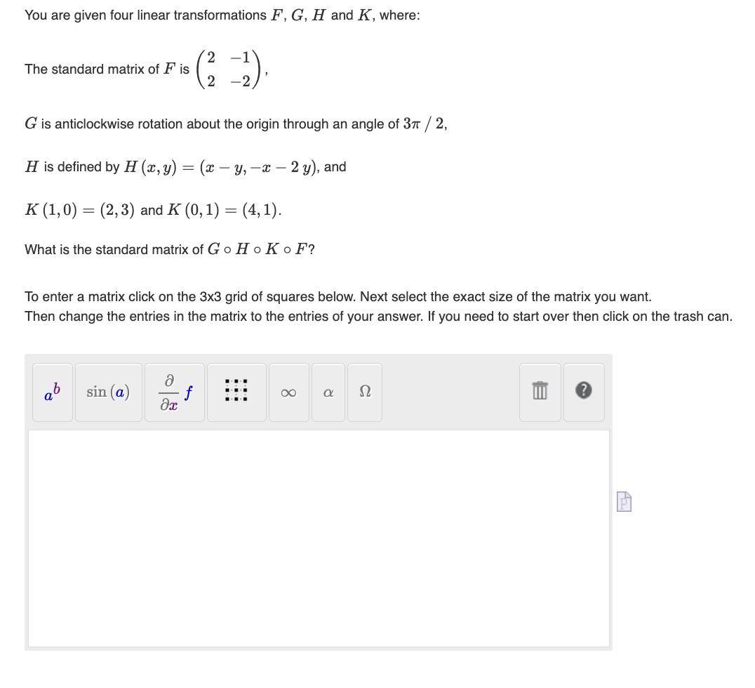 Solved You are given four linear transformations F,G,H and | Chegg.com